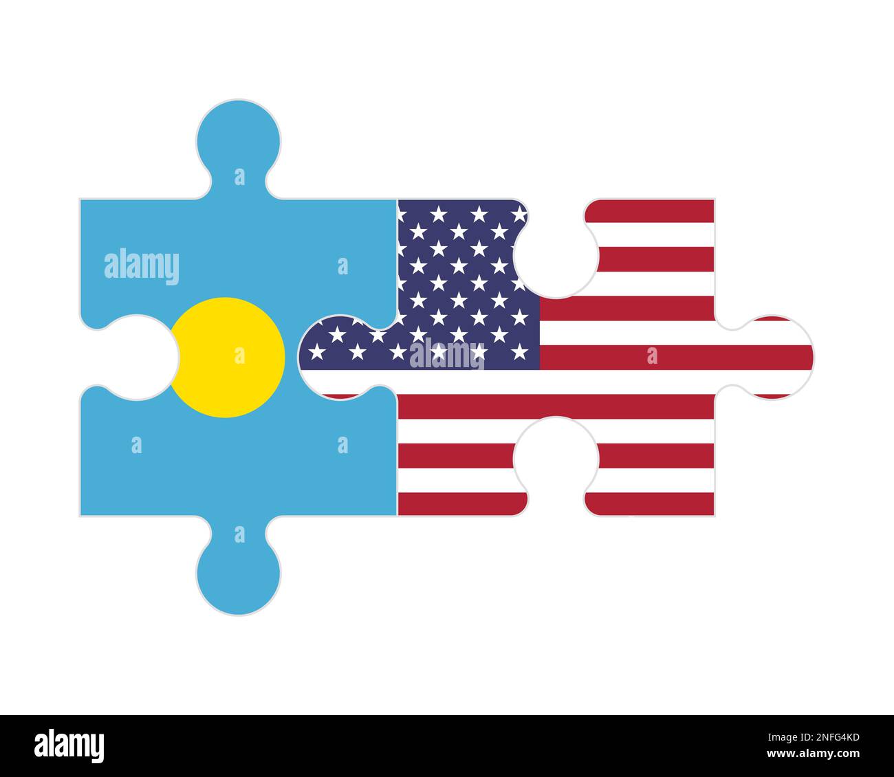 Connected puzzle of flags of Palau and USA, vector Stock Vector Image ...