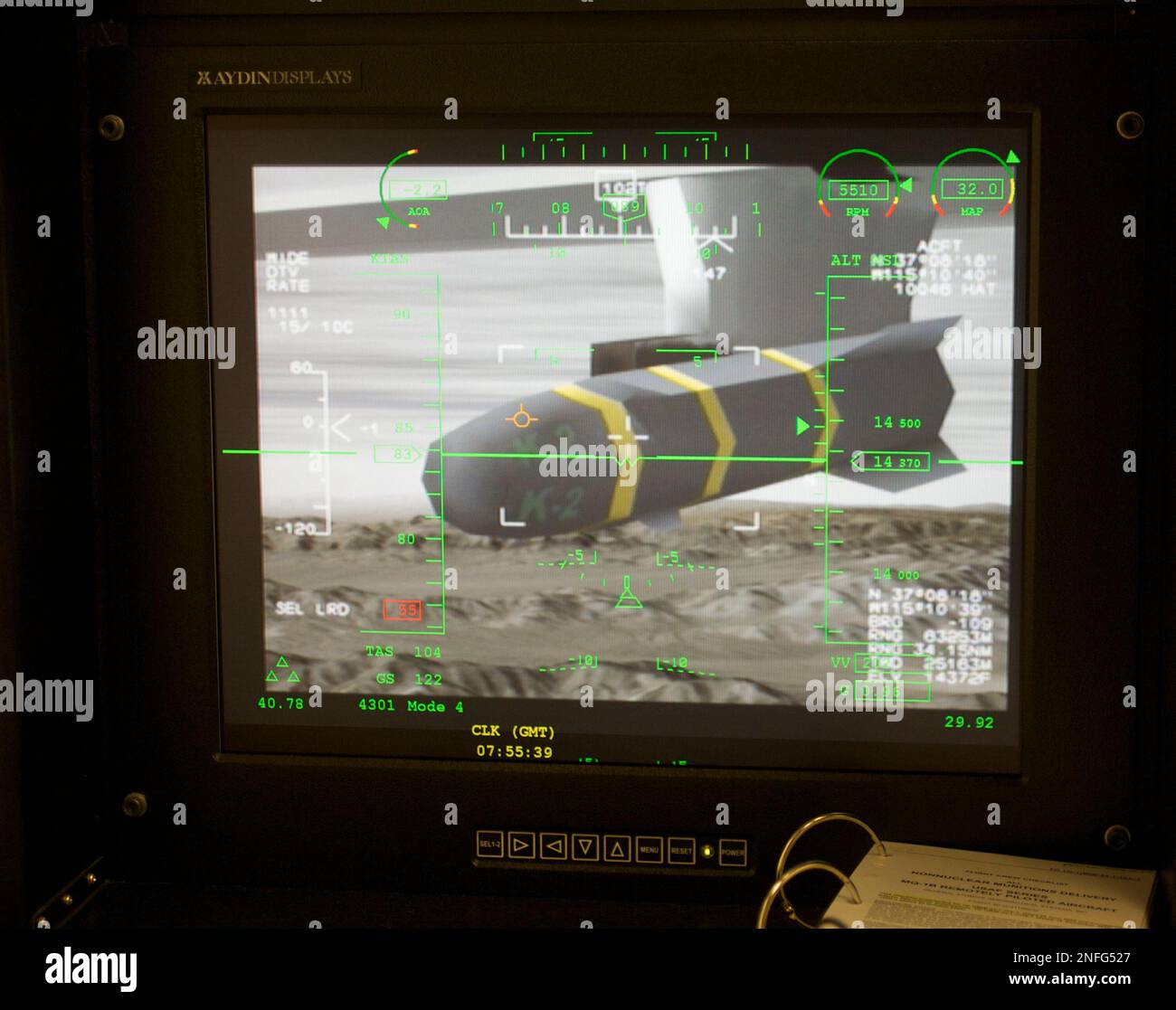 An unmanned aerial vehicle's Predator Hellfire missile is shown on a ...