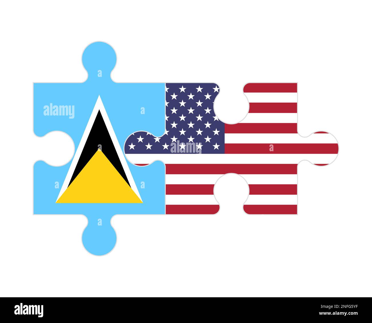 Connected puzzle of flags of Saint Lucia and USA, vector Stock Vector ...