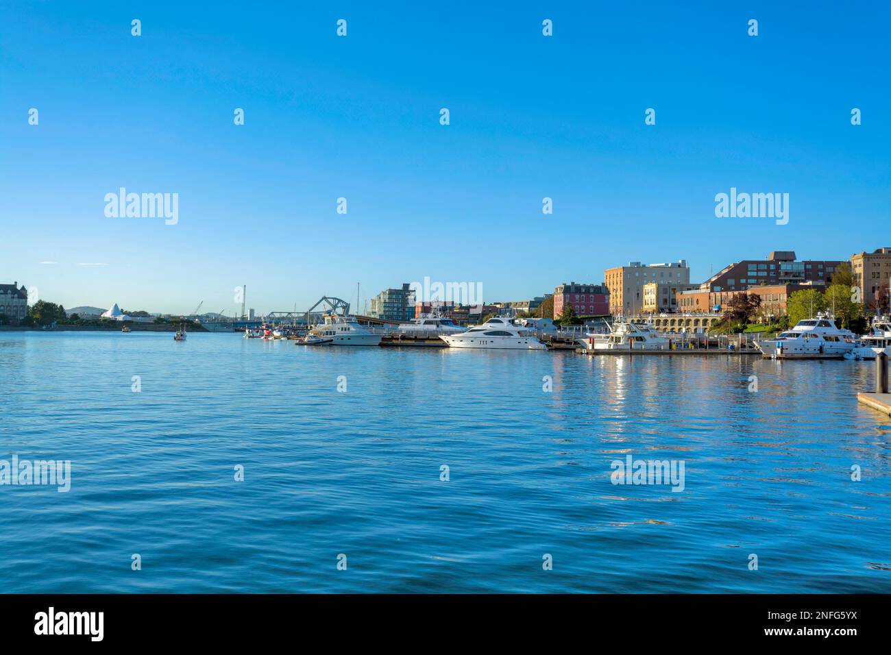 Victoria downtown waterfront view with yachts at the pier Stock Photo ...