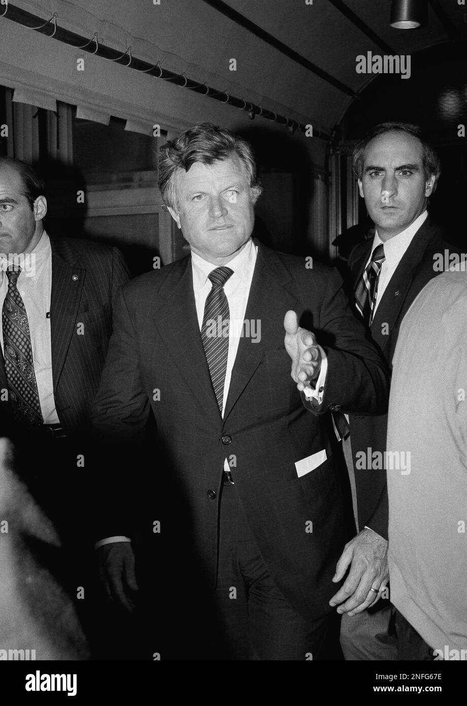 Sen. Edward Kennedy leaves the New York home of democratic fun raiser ...