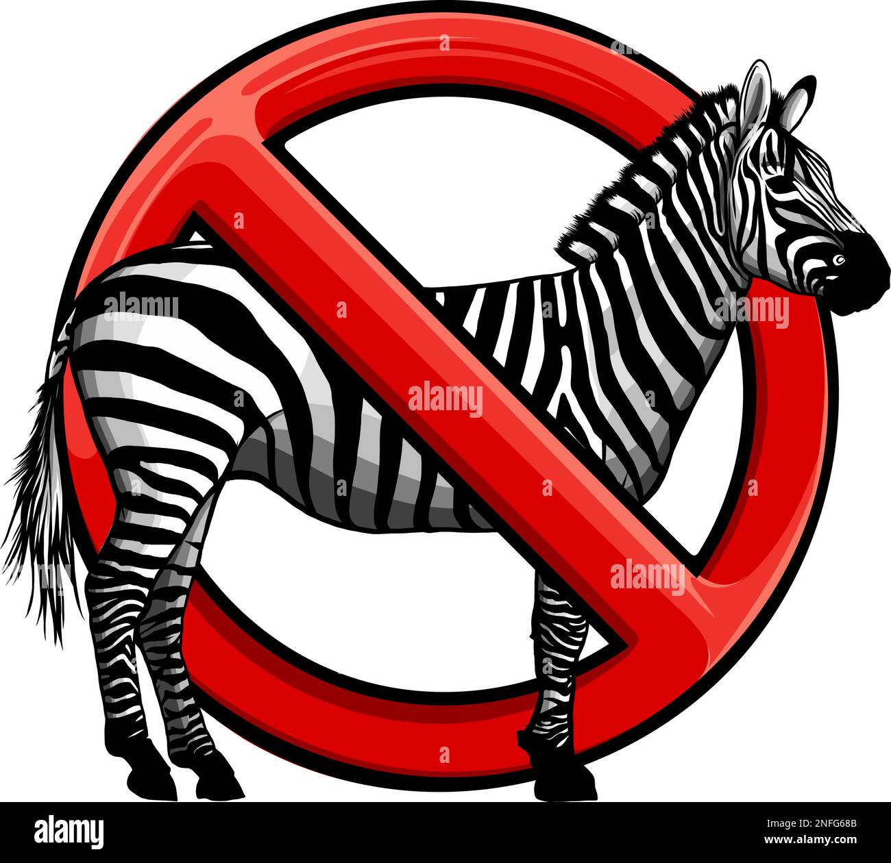 Forbidden Zebra in black and white stripes. Vector illustration Stock ...