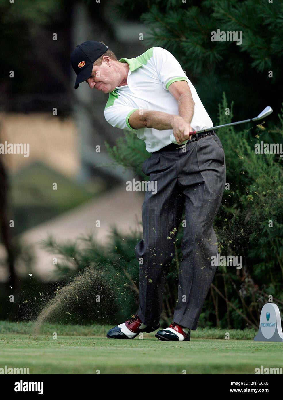 Steve Elkington, of Australia, hits a tee shot on the second hole ...
