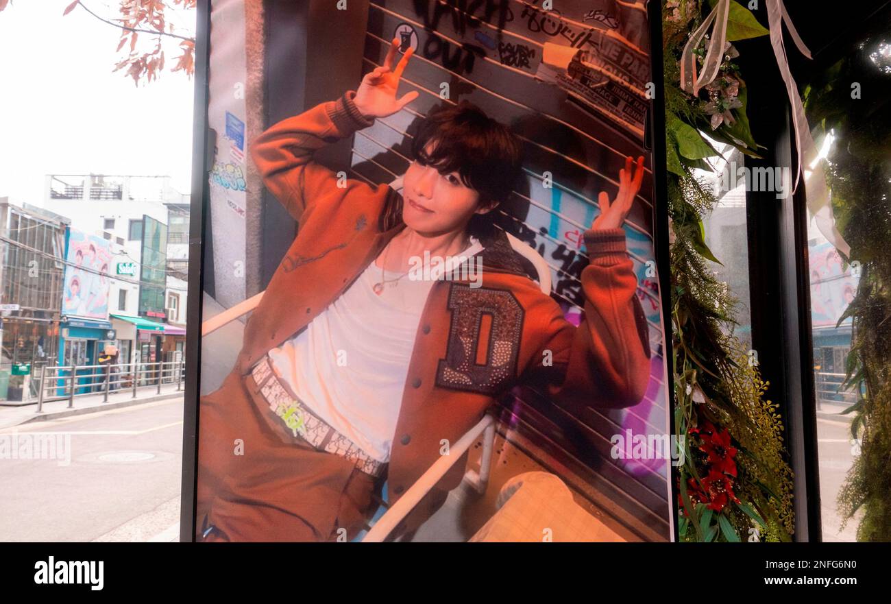 Seoul, South Korea. Feb 17, 2023. A cafe decorated to celebrate BTS ...