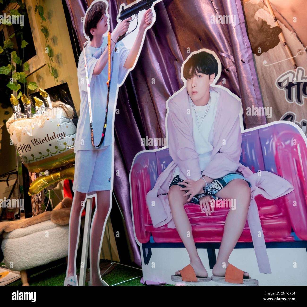Seoul, South Korea. Feb 17, 2023. A cafe decorated to celebrate BTS ...