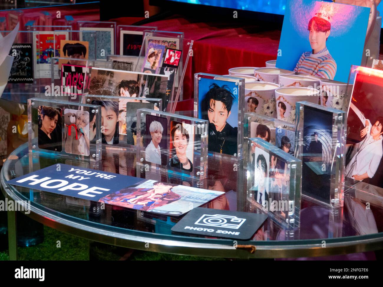 Seoul, South Korea. Feb 17, 2023. A cafe decorated to celebrate BTS ...