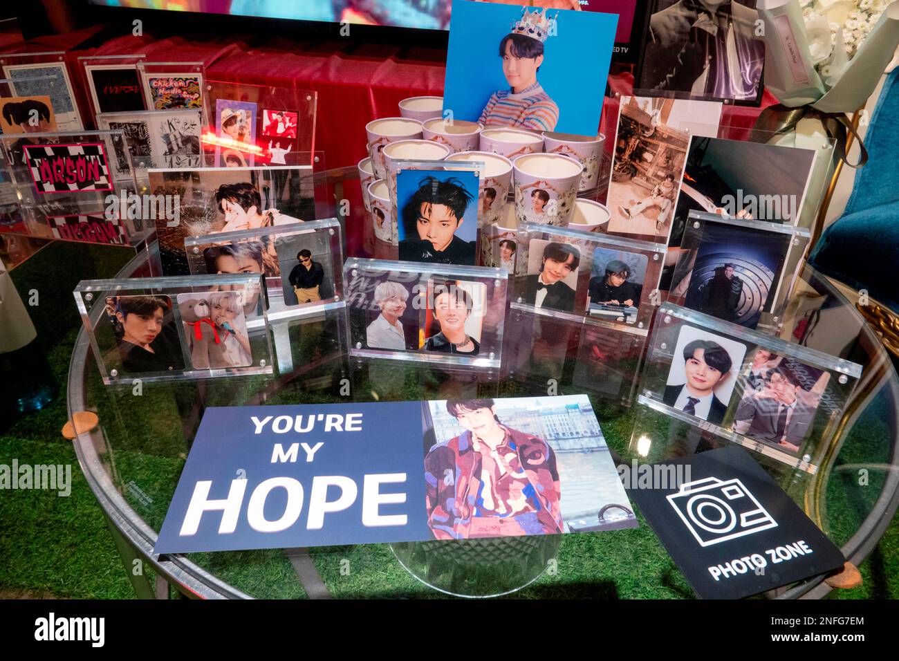 Seoul, South Korea. Feb 17, 2023. A cafe decorated to celebrate BTS ...