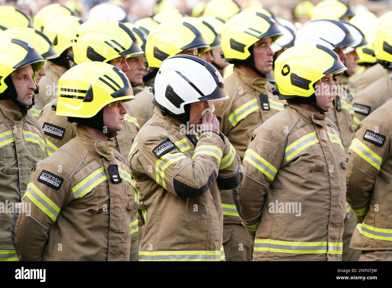 Firefighters outside St Giles' Cathedral in Edinburgh, ahead of the ...
