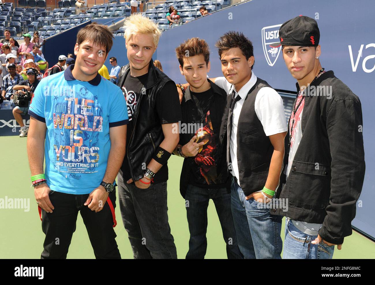 Music Group Menudo poses for pictures during Arthur Ashe Kids Day on ...