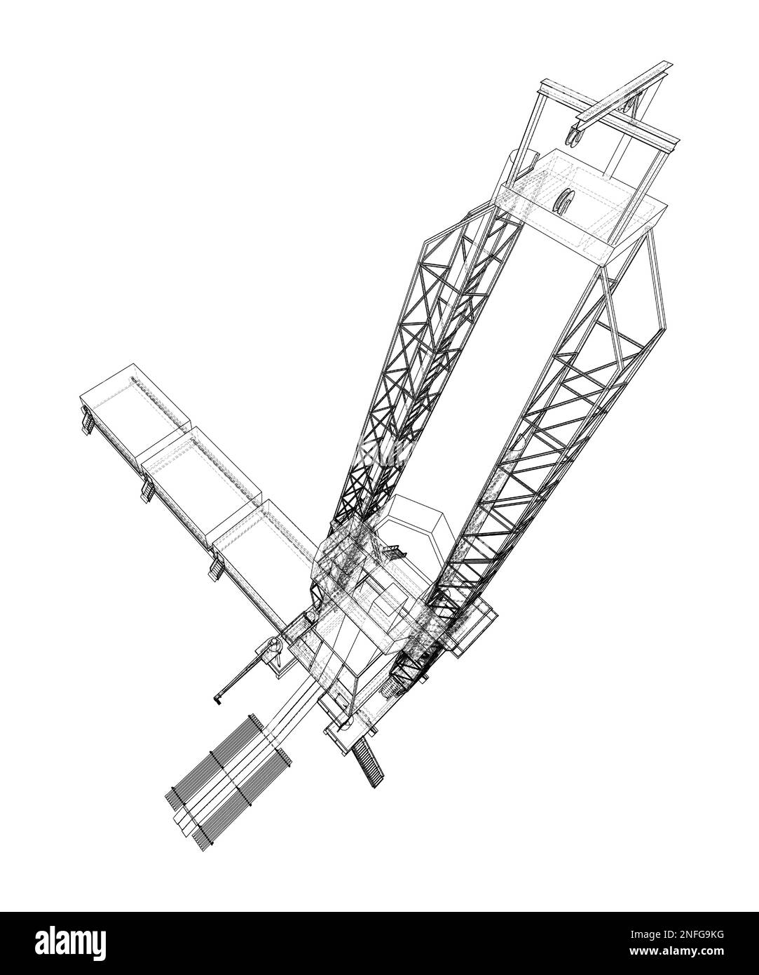 Oil rig. Wire-frame style Stock Photo - Alamy