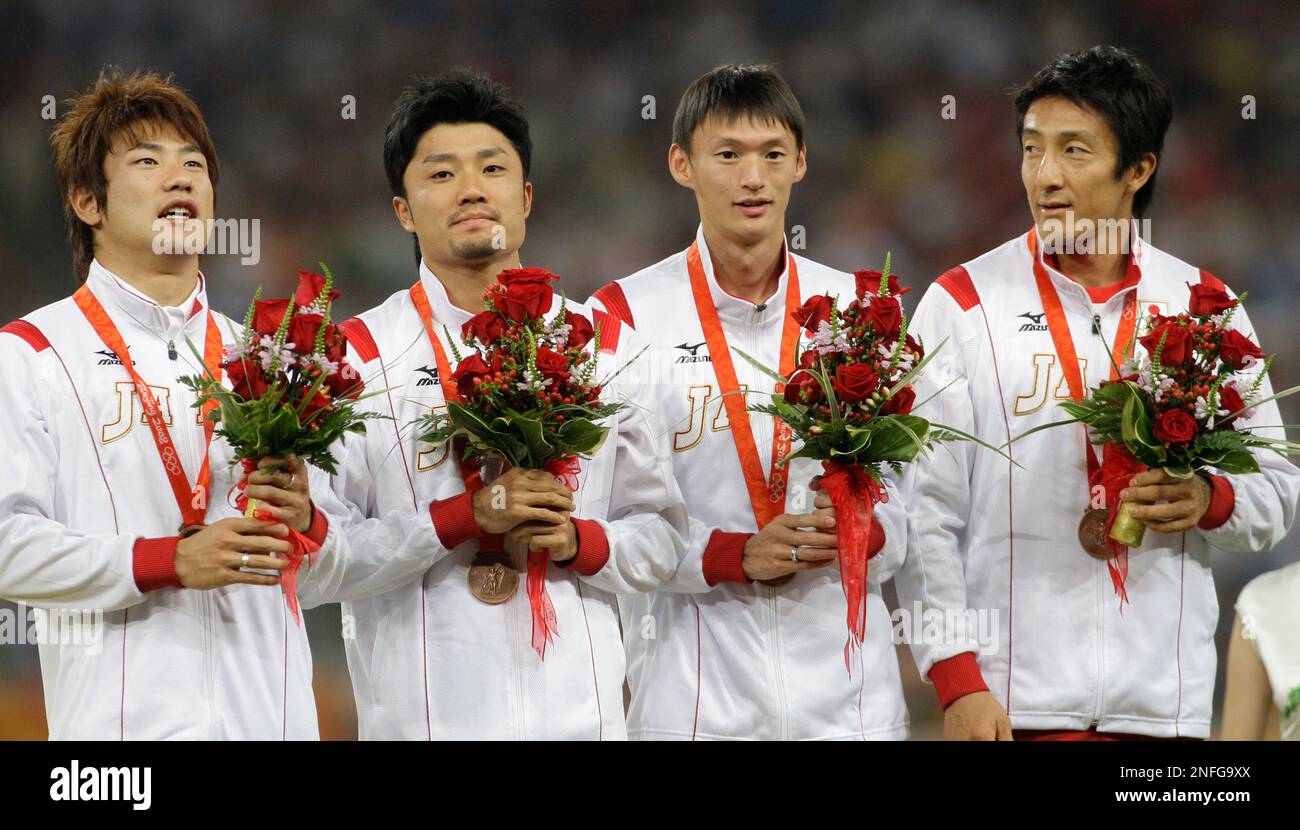 Japan's bronze medal winning Naoki Tsukahara, Shingo Suetsugu, Shinji ...