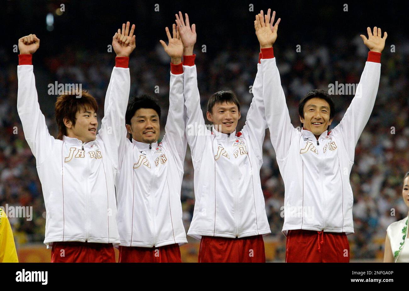 Japan's bronze medal winning Naoki Tsukahara, Shingo Suetsugu, Shinji ...