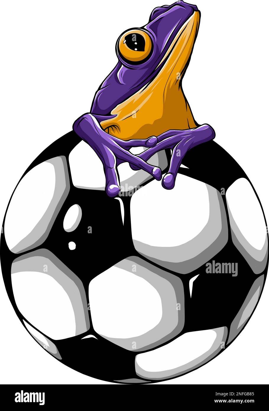 vector illustration Frog mascotte on a soccer ball Stock Vector Image ...