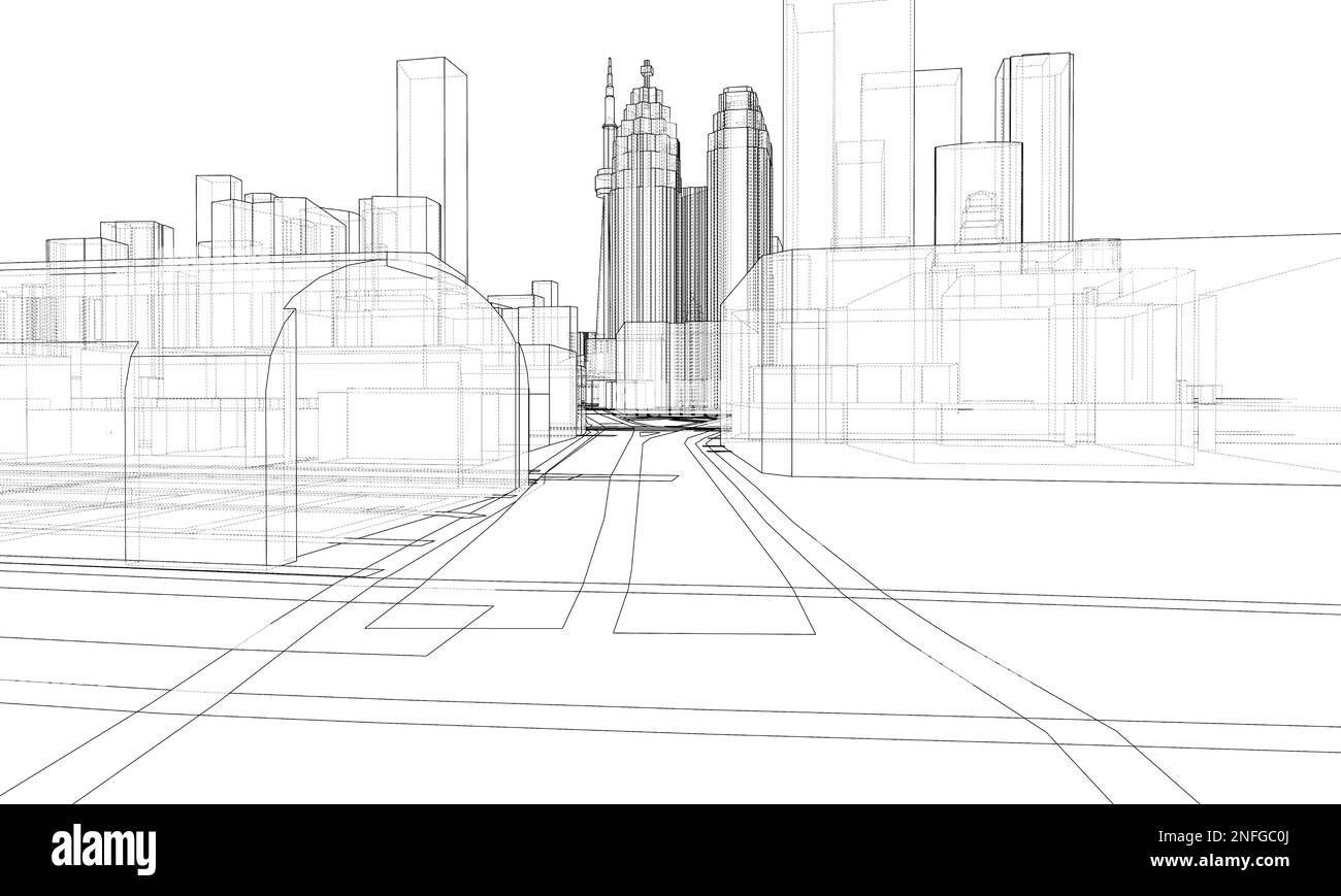 3d urban landscape. Buildings and roads Stock Photo - Alamy