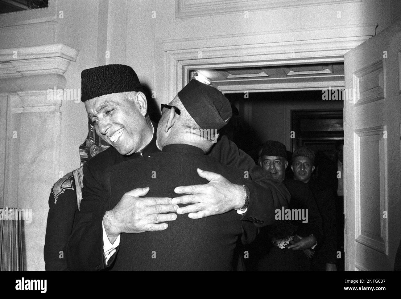 Sheikh Mohammed Abdullah, facing camera, champion of Kashmir's claim ...