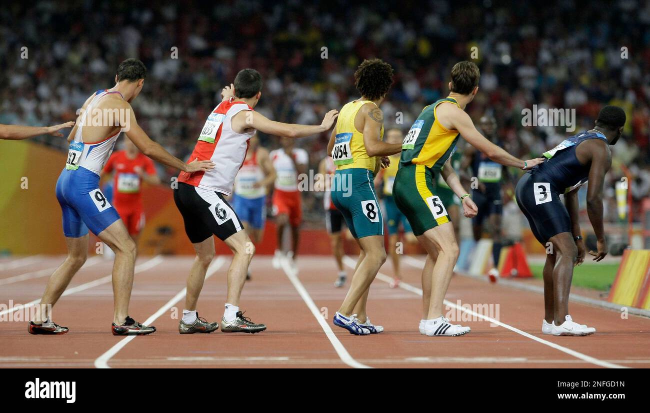 From left, Russia's Anton Kokorin, Belgium's Arnaud Ghislain, Australia ...
