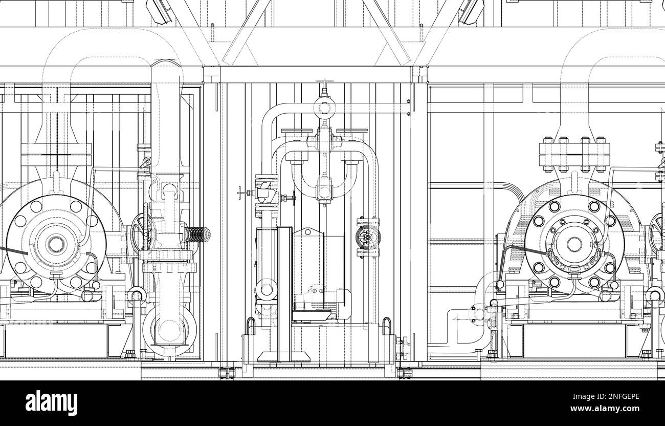 Pump station. 3d illustration Stock Photo - Alamy