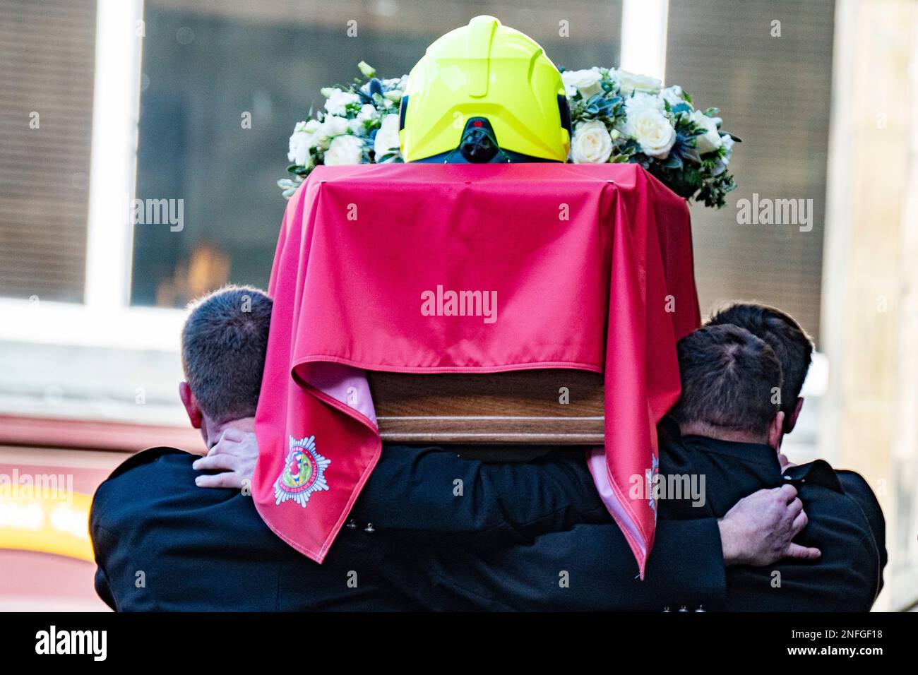 Edinburgh, Scotland, UK. 17 February 2023. Funeral of firefighter Barry ...
