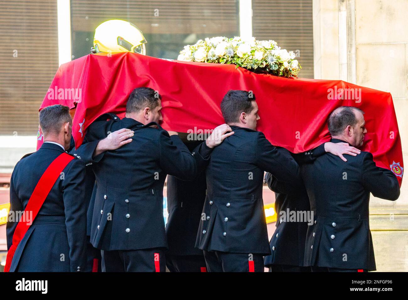Edinburgh, Scotland, UK. 17 February 2023. Funeral of firefighter Barry ...