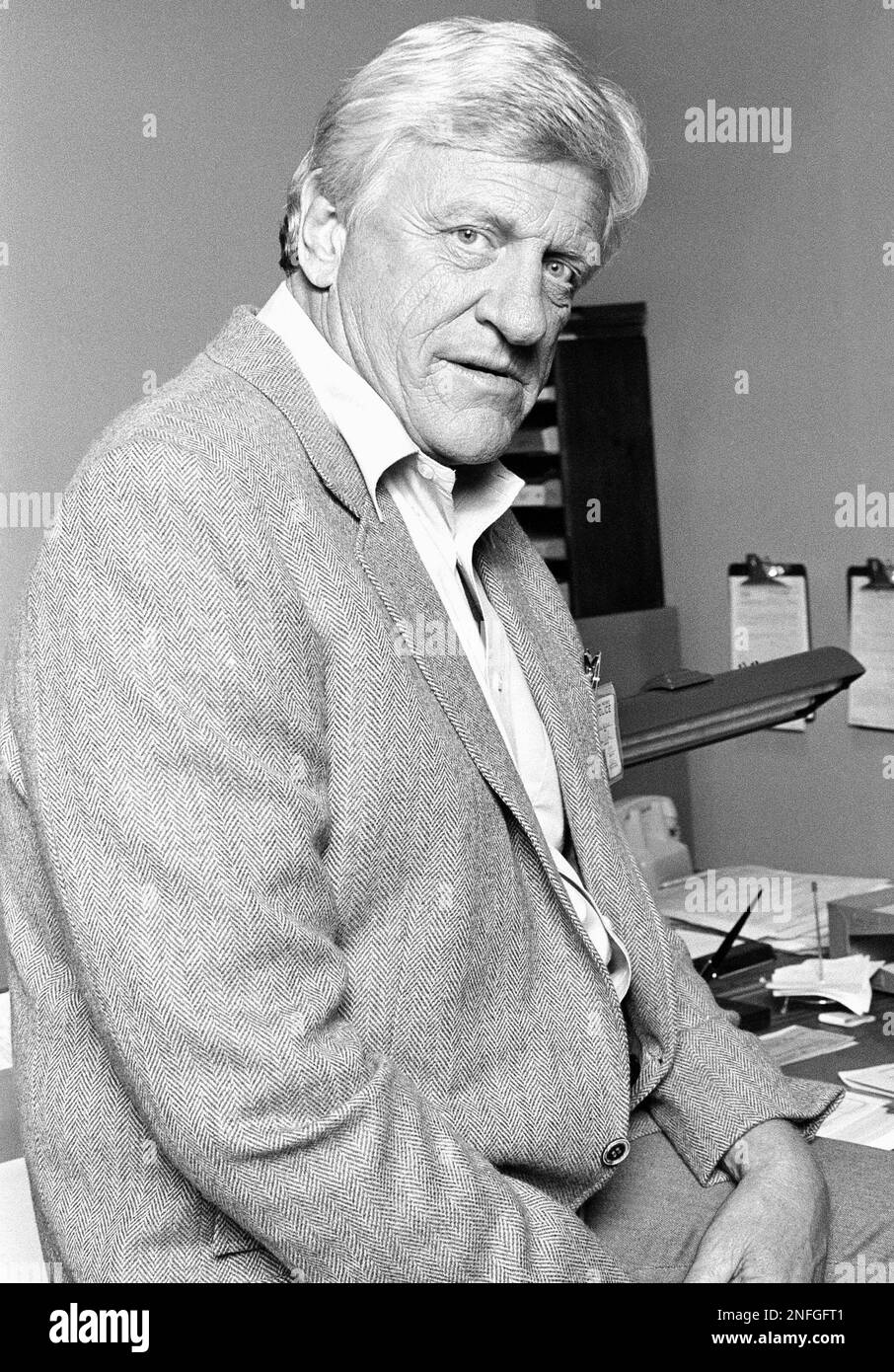 Actor James Arness, shown in character and on set for the title role in ...