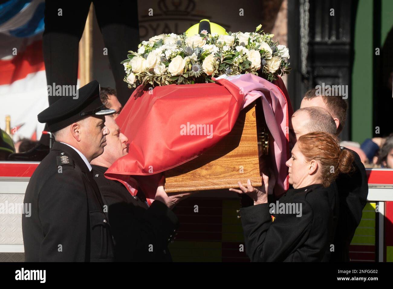 Edinburgh, Scotland, UK. 17 February 2023. Funeral of firefighter Barry ...