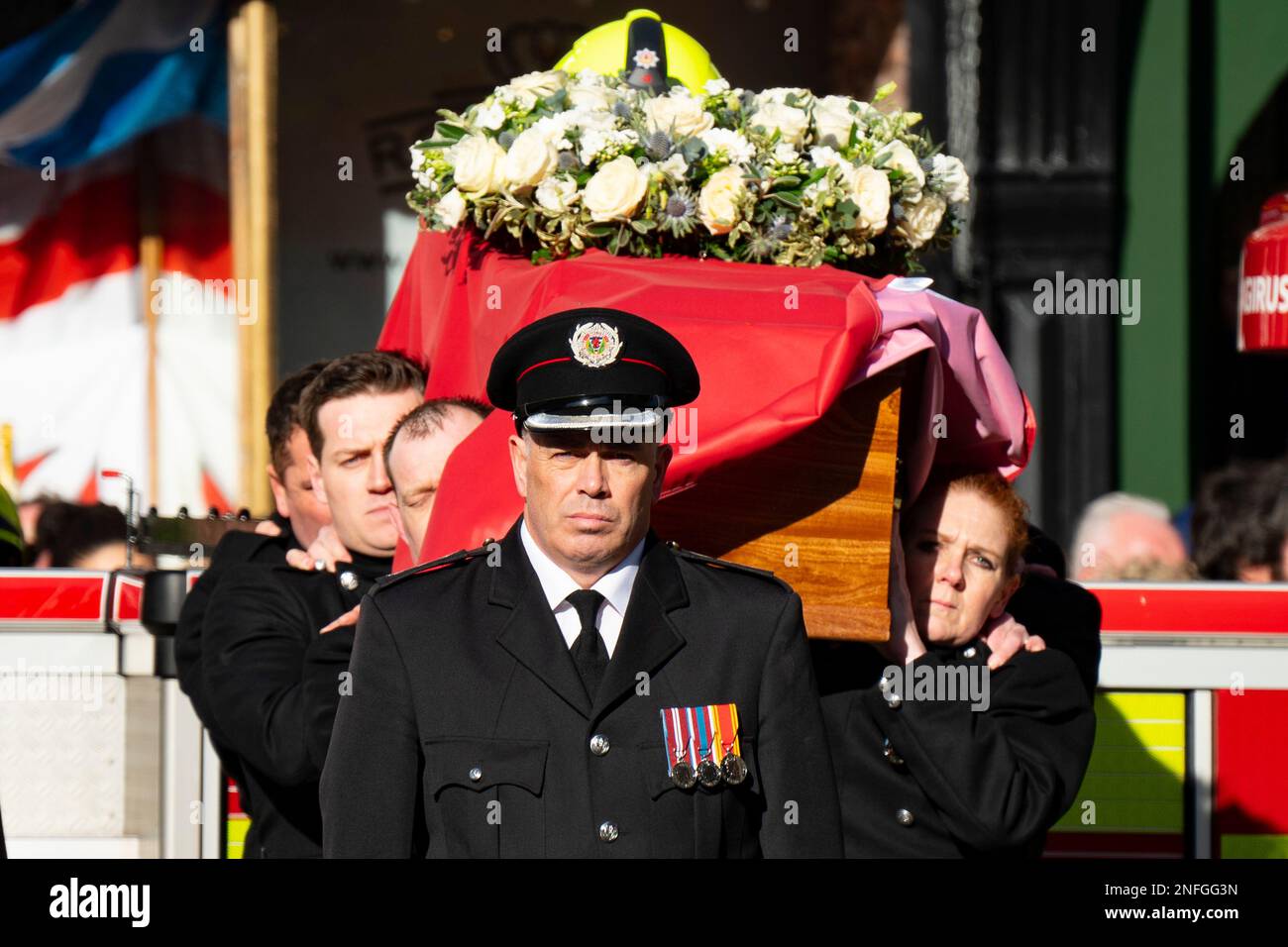 Edinburgh, Scotland, UK. 17 February 2023. Funeral of firefighter Barry ...