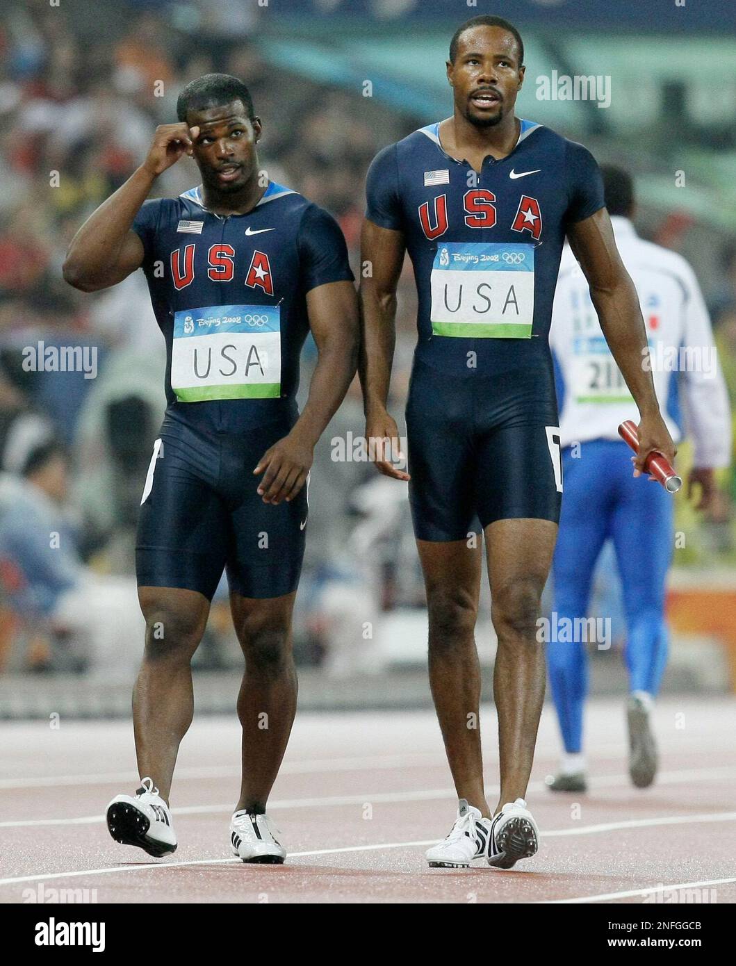 United States' Darvis Patton, right, and Travis Padgett react after ...