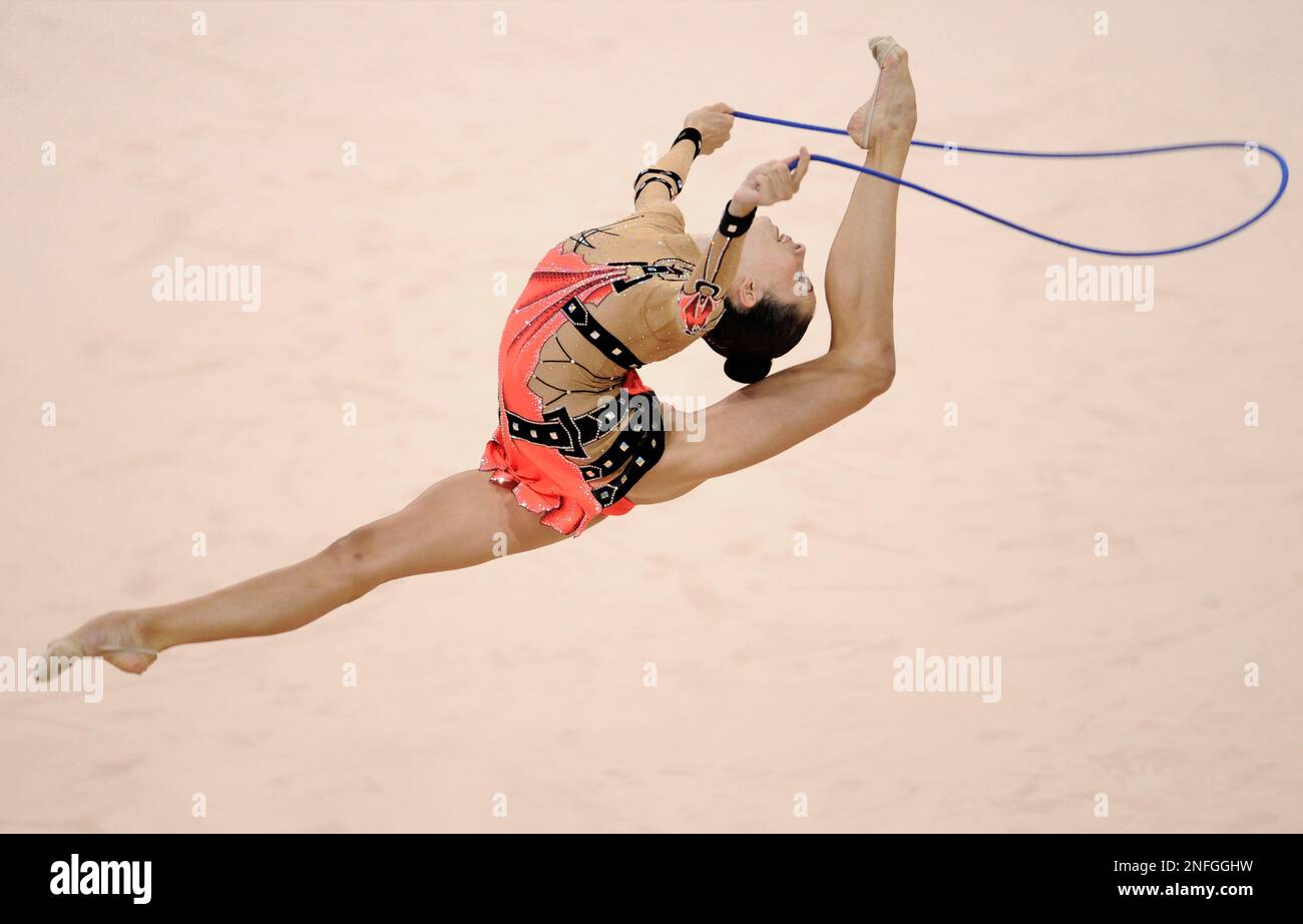 Israel's gymnast Neta Rivkin performs with the rope during the ...