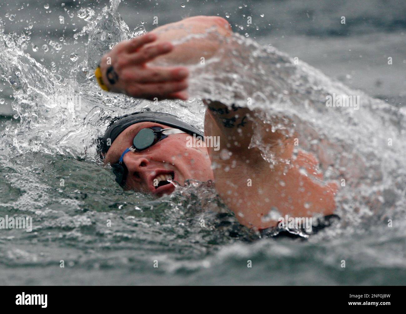 Germany's Thomas Lurz swims during the men's swimming marathon at the ...
