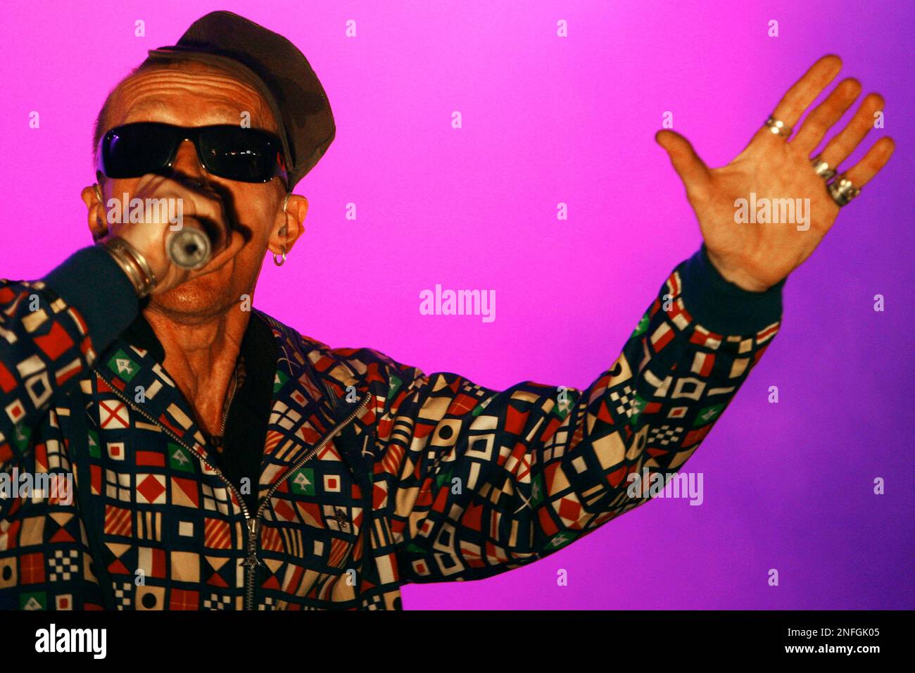 Rob.B (Rob Birch) of the English trip-hop band Stereo MC's performs on ...