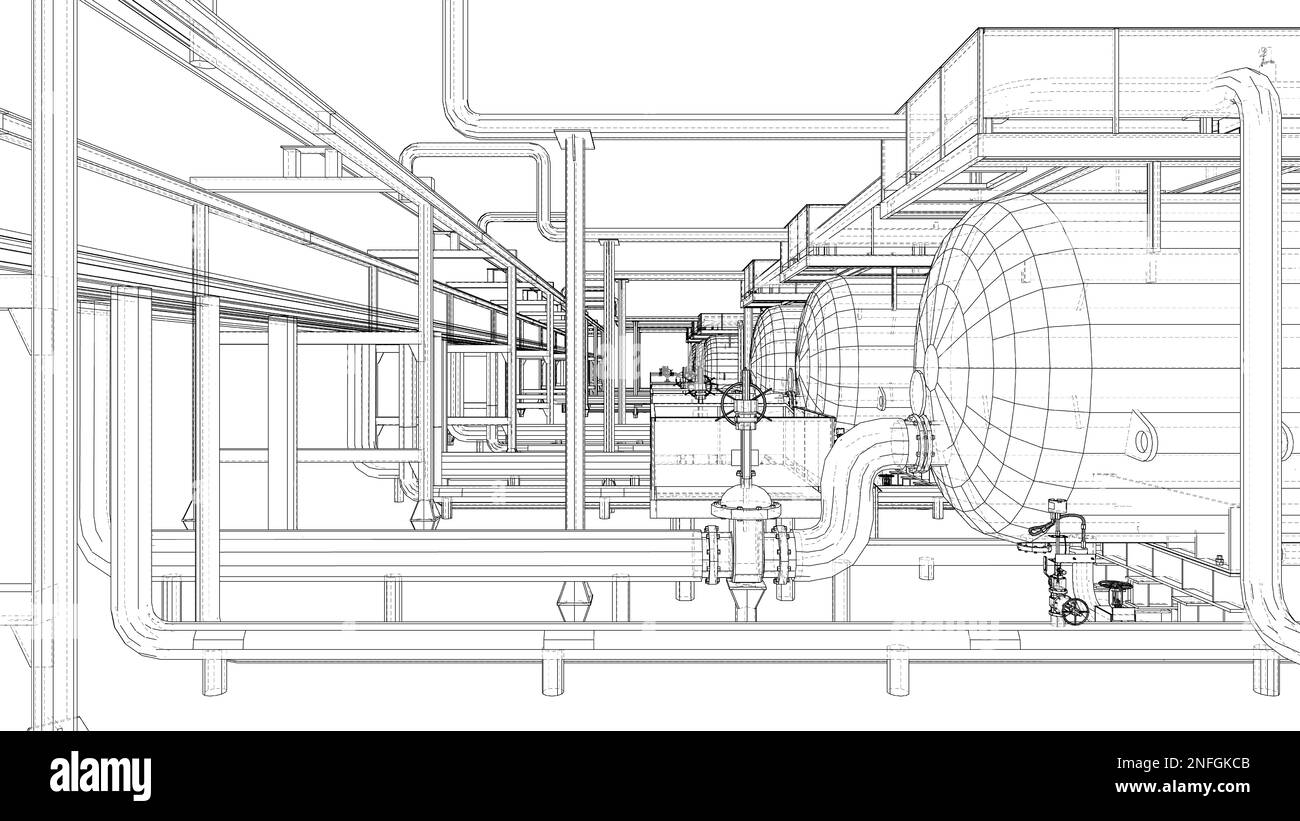 Sketch of industrial equipment Stock Photo - Alamy