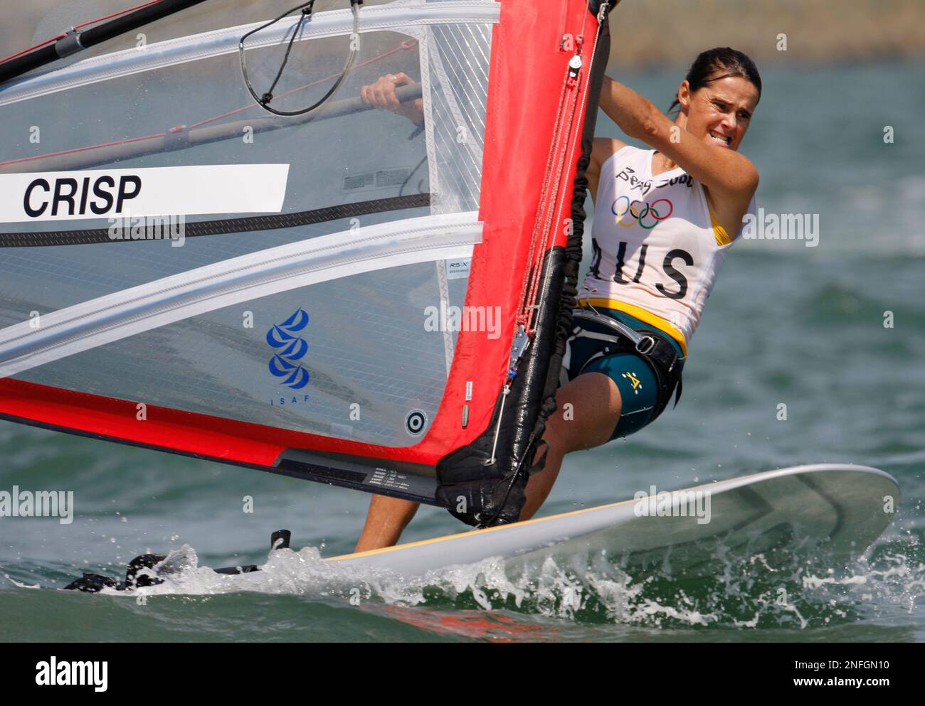 Australia's Jessica Crisp competes during the RS-X Women sailing class ...