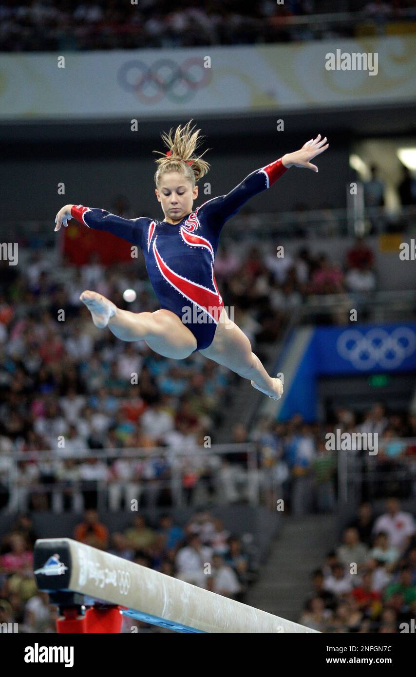 U.S. gymnast Shawn Johnson performs on the balance beam during the ...