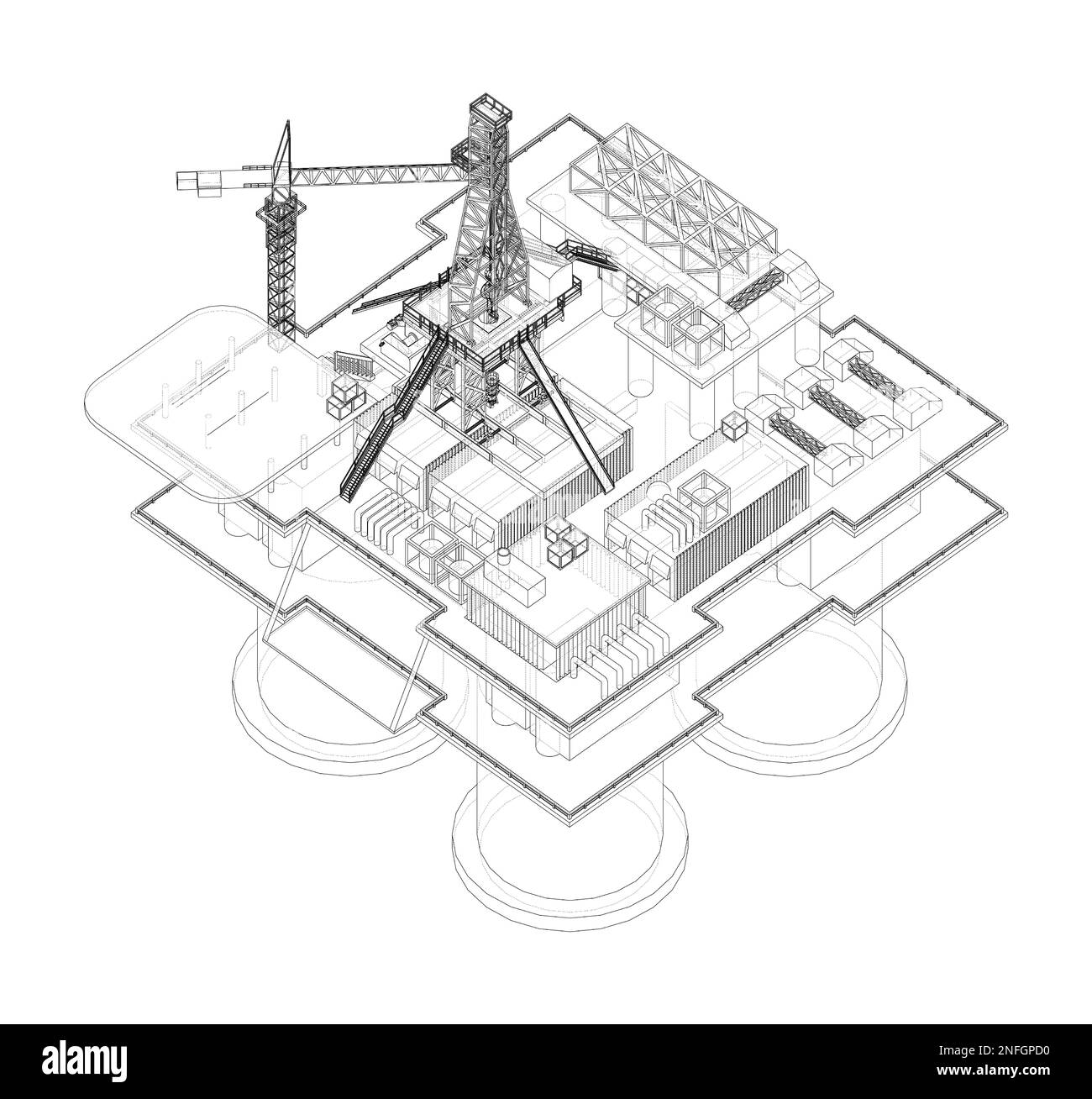 Offshore Oil Rig. 3d illustration Stock Photo - Alamy