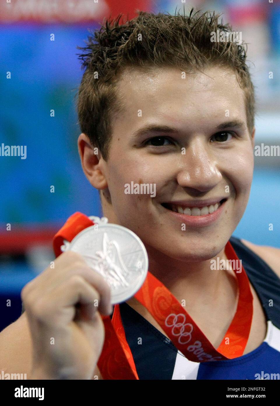 U.S. gymnast silver medal winner Jonathan Horton poses during the medal ...