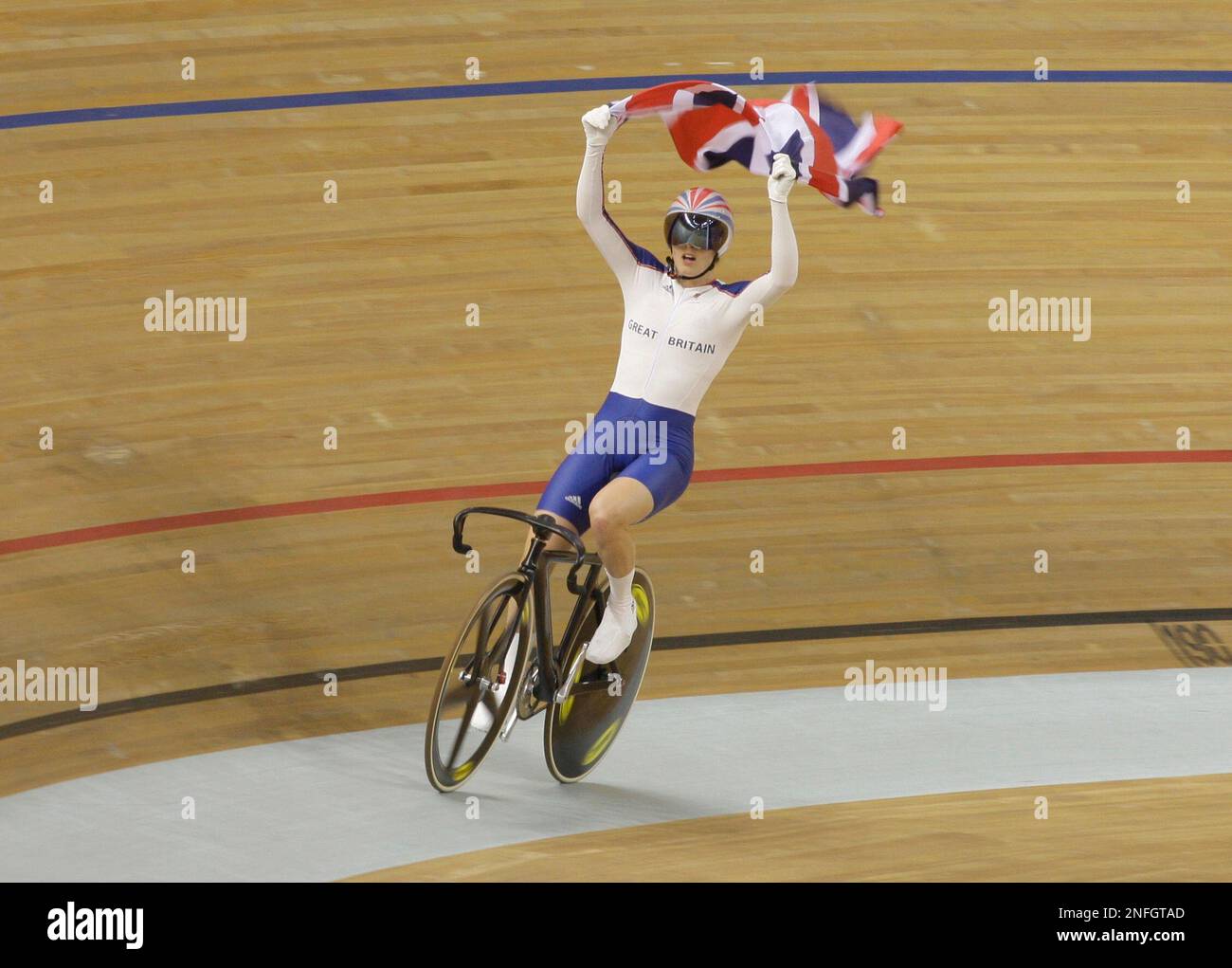 Britain's Victoria Pendleton reacts after clinching the gld medal of ...