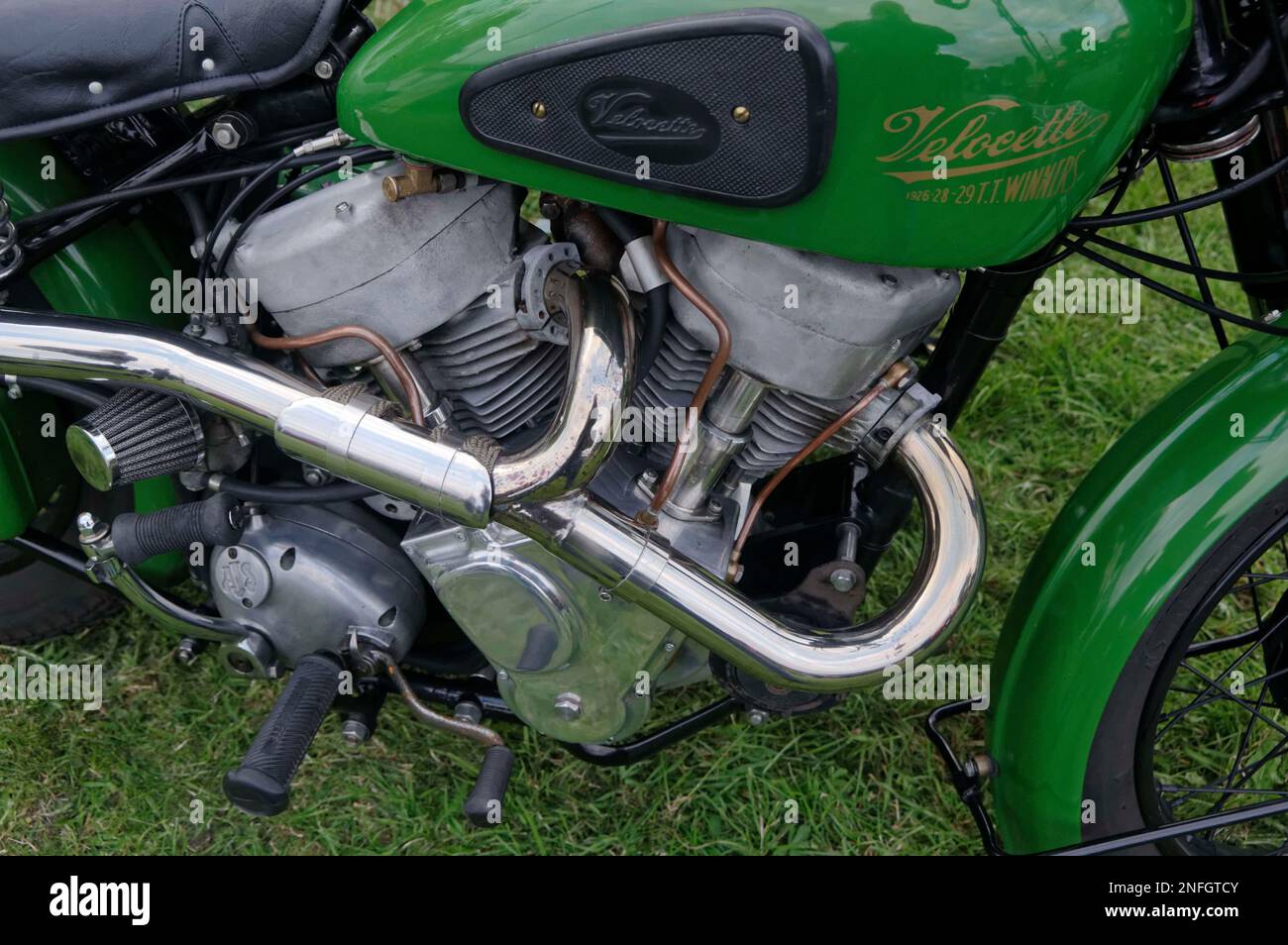 This 700cc Velocette V-twin is a one-off, made from two early 1950s Velocette MAC 350 singles ...