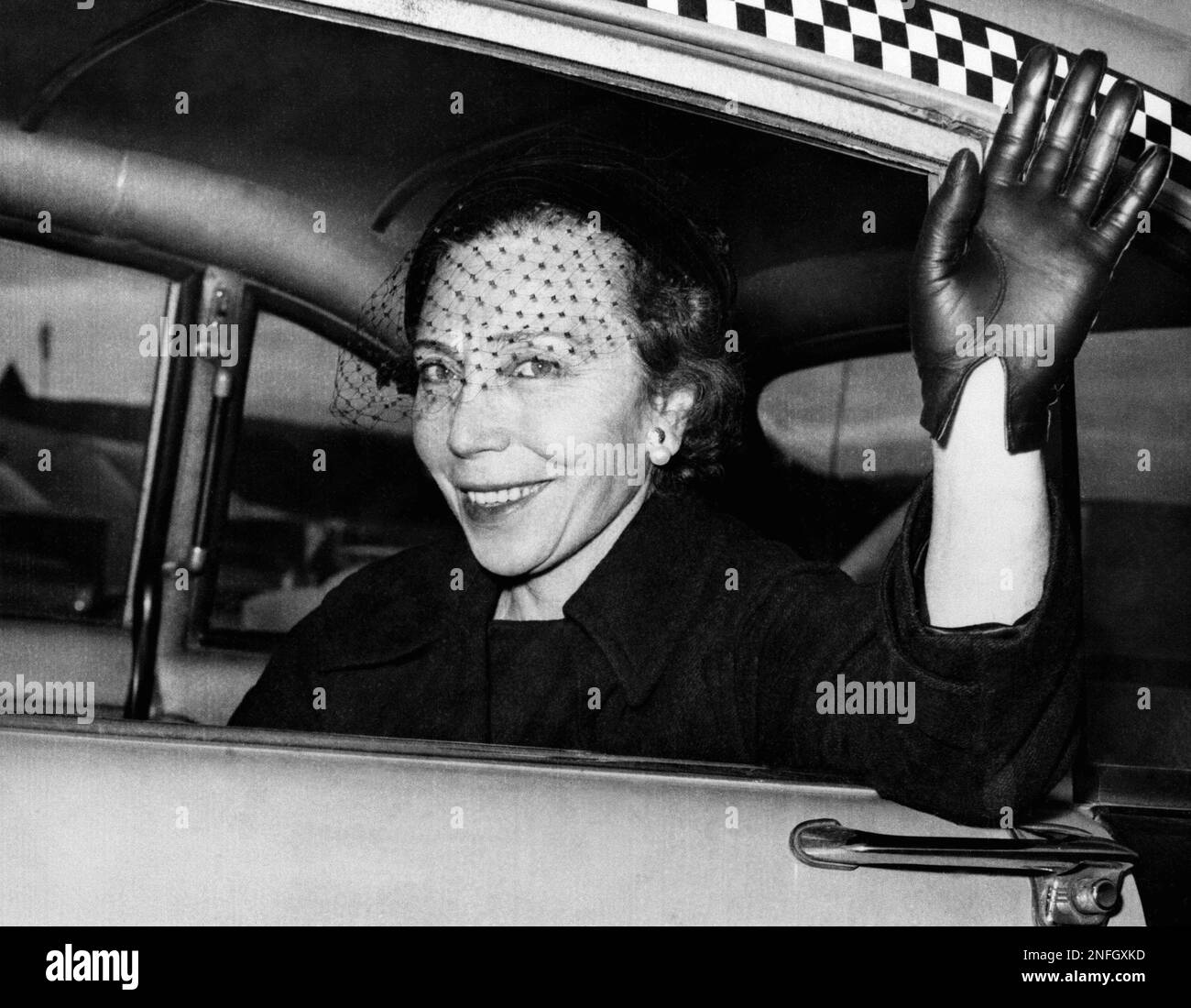 Roberta Grant Dewey, widow of the famous philosopher John Dewey, waves ...