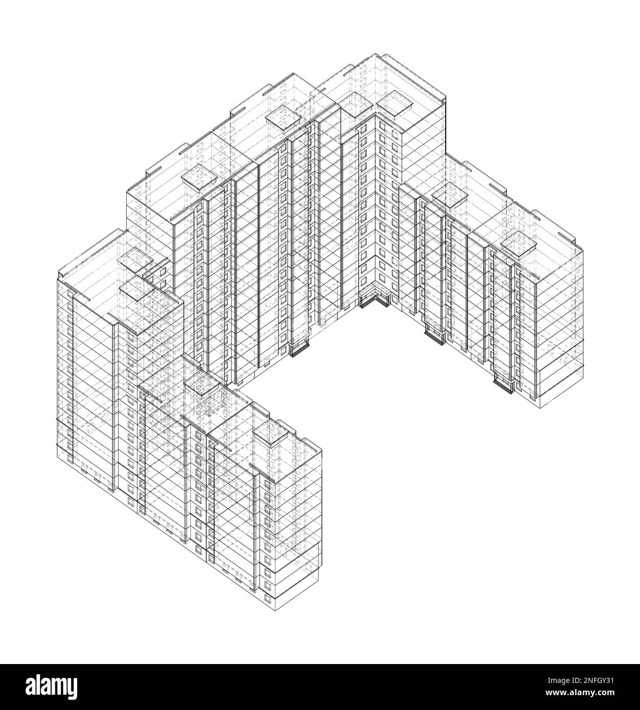 Outline multi storey residential Cut Out Stock Images & Pictures - Alamy
