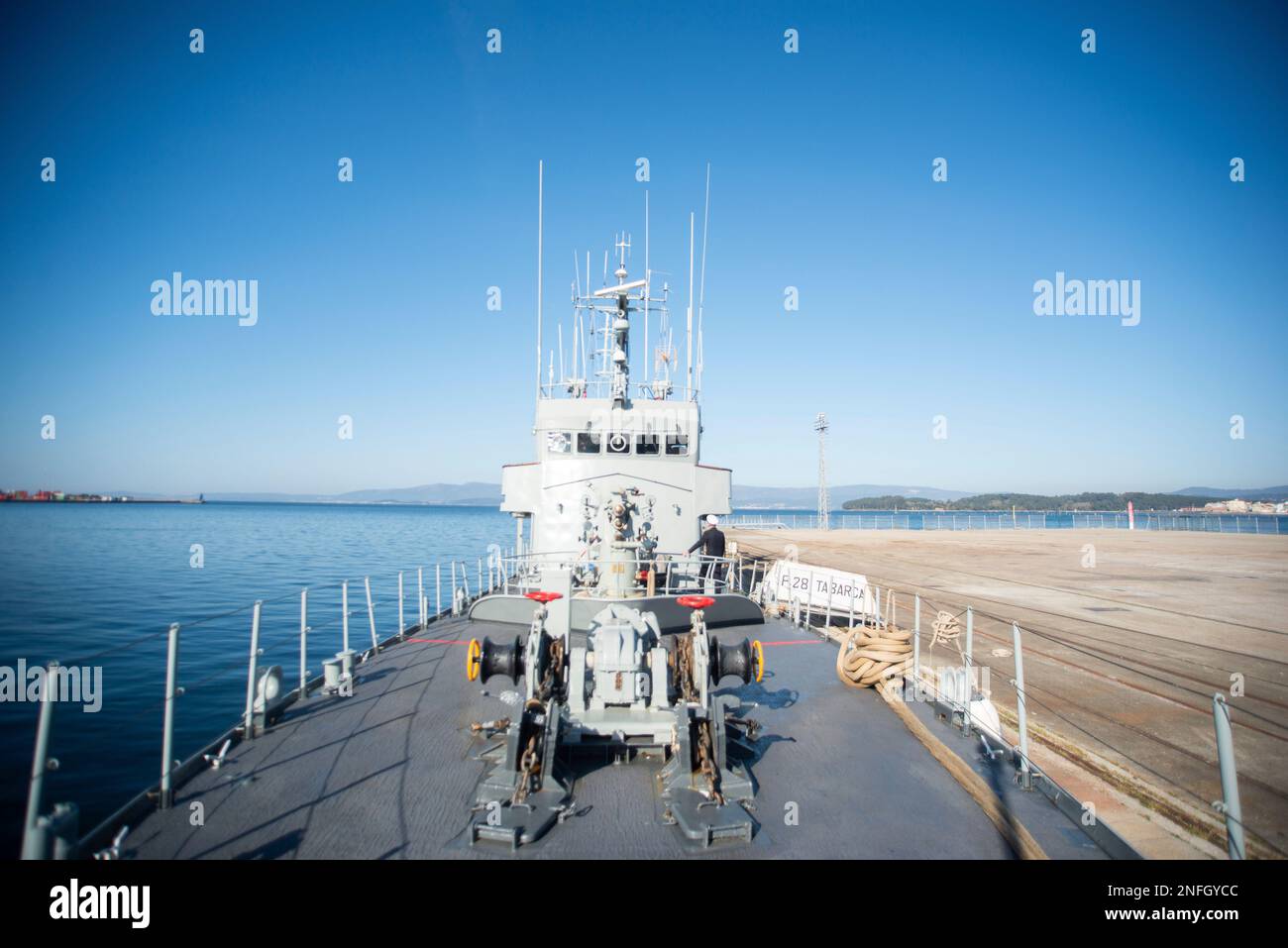 View of the deck of the patrol vessel 'Tabarca' (P-28) upon its arrival ...
