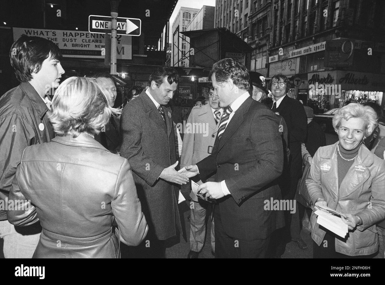Sen. Edward M. Kennedy, right, shakes hands with his challenger Michael ...