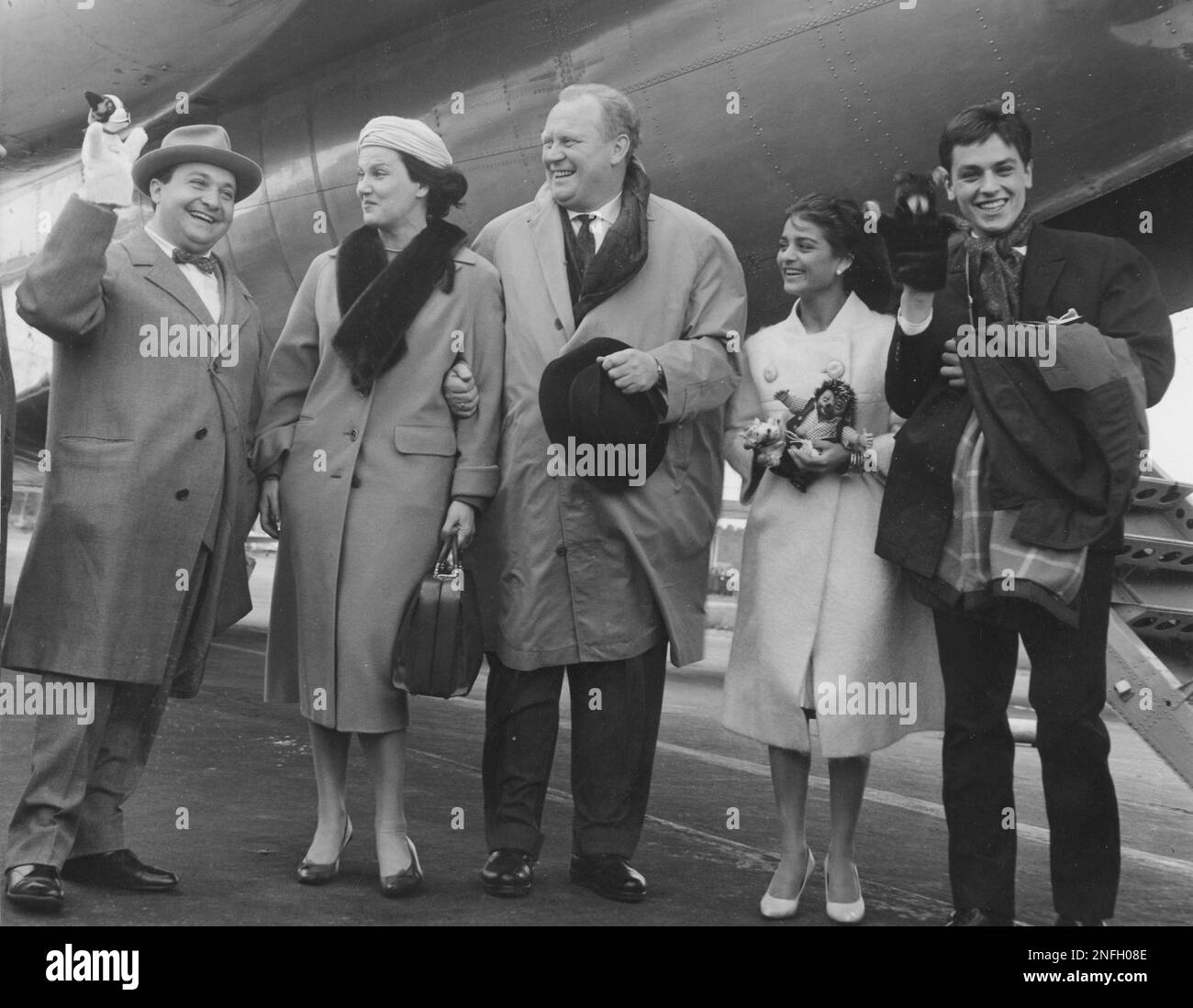 Posing at Frankfurt am Main's airport in West Germany, April 26, 1959 ...