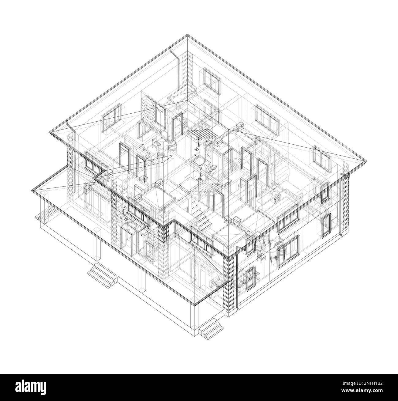 Residential building technical drawing Stock Photo - Alamy