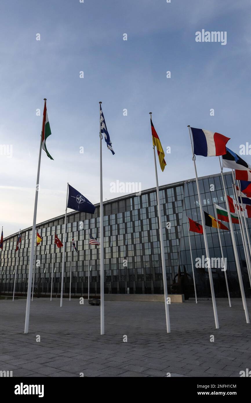 Nato headquarters flags 2023 hi-res stock photography and images - Alamy