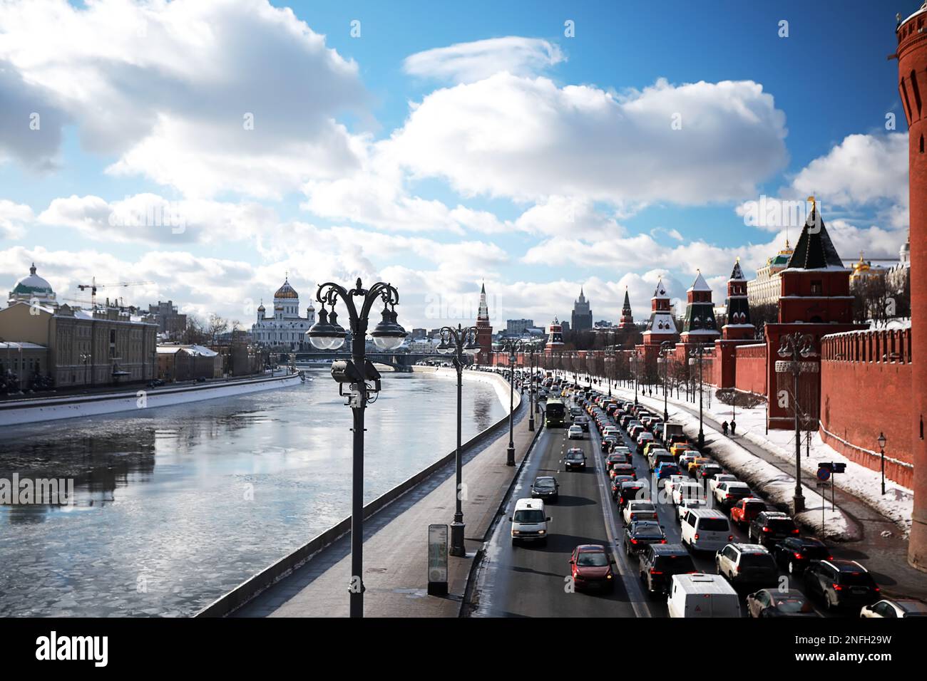Winter snow landscape in the Russian capital Moscow Stock Photo - Alamy