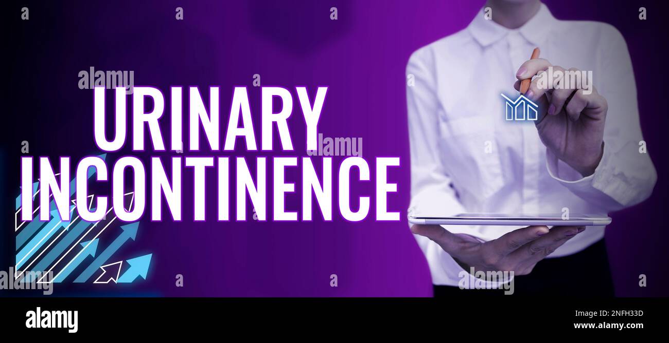 Hand writing sign Urinary Incontinence. Word for uncontrolled leakage ...