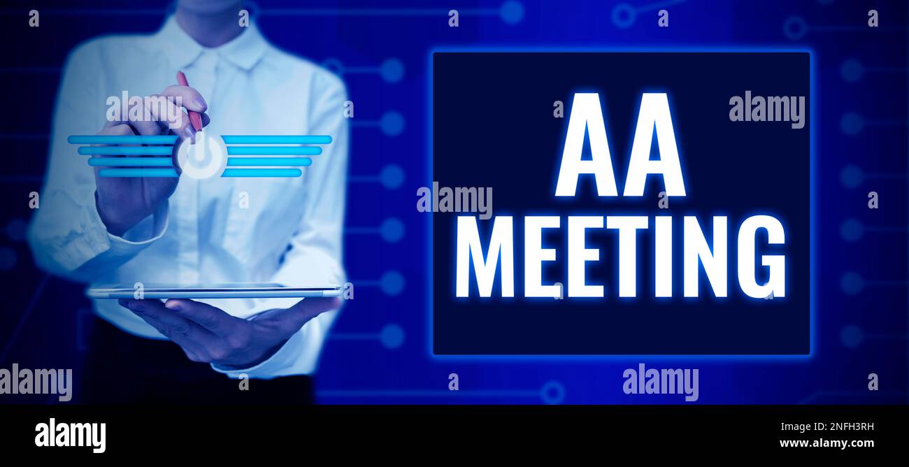 Handwriting text Aa Meeting. Word Written on gathering of alcohol ...