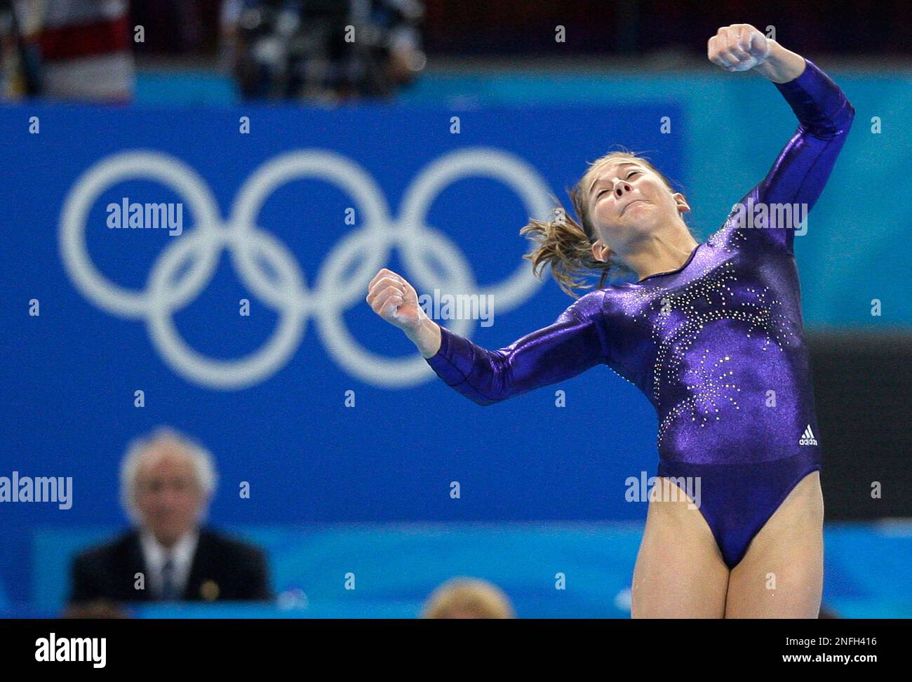 U.S. gymnast Shawn Johnson performs during the women's floor apparatus ...
