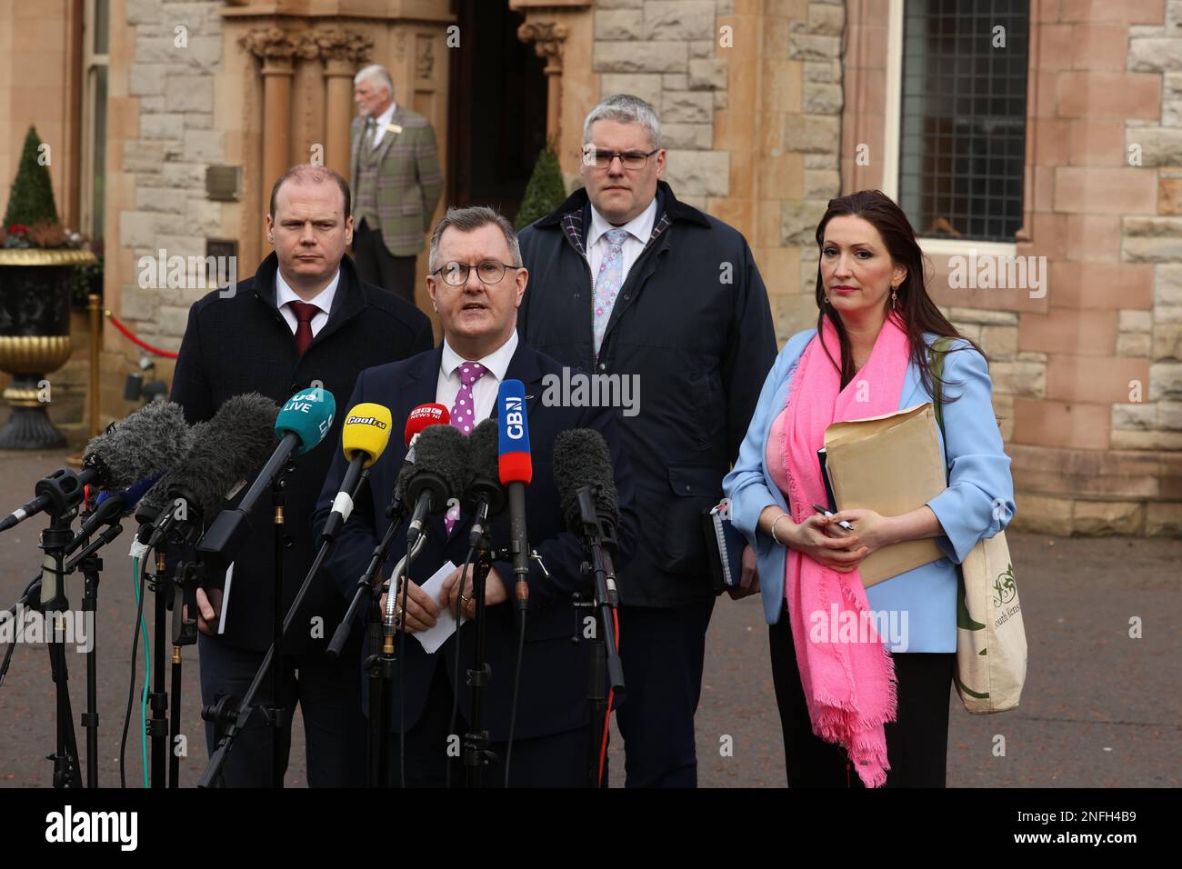(Left to right) Gordon Lyons MLA, Gavin Robinson MP, Sir Jeffrey ...