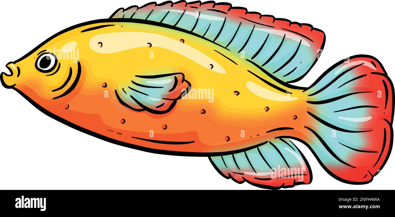 Underwater Marine Fish Cartoon Illustration in a Vector Stock Vector ...